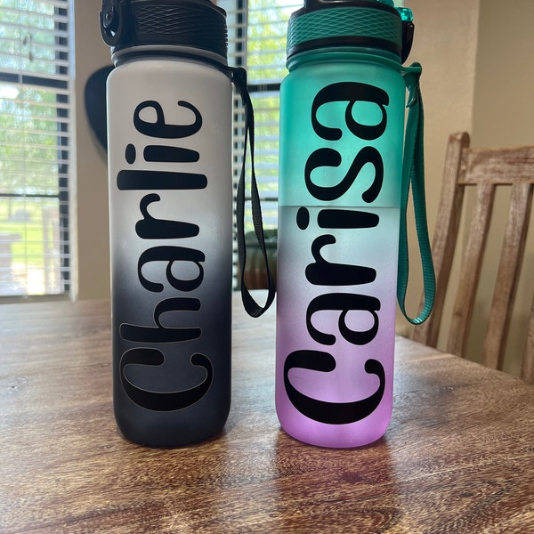 Custom Water Bottle Tracker | Motivational Water Bottle With Straw ...