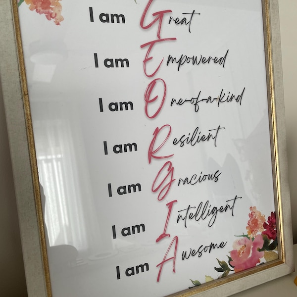 Custom Acrostic Name Poem Wall Art – "i Am" Positive Affirmations ...