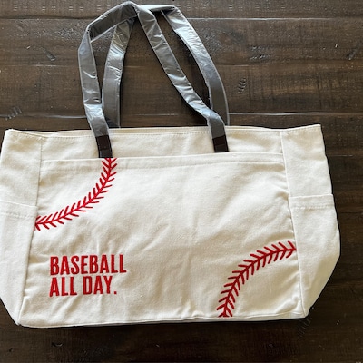 Embroidered Baseball Tote Bag, Baseball Mom Tote, Baseball Bag ...