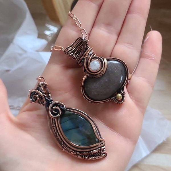 Red Carved Bone Face Pendant Copper Wire Wrapped Gemstone Pendant ...