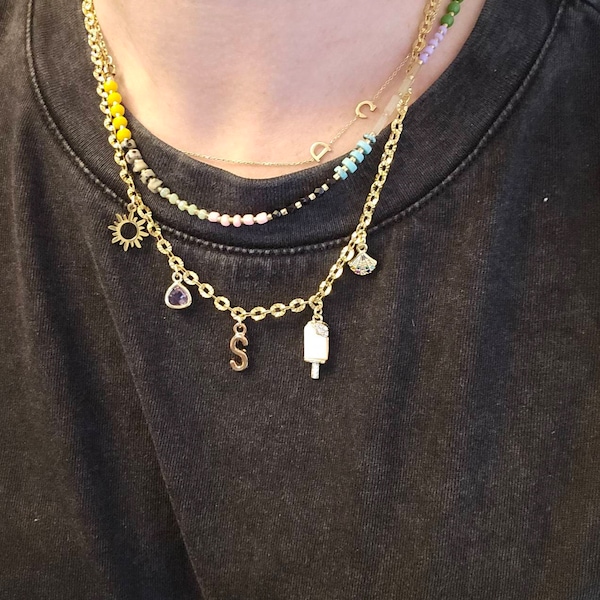Custom Charm Necklace, Silver & Gold Chains, Create Your Own Charm ...