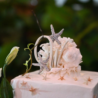 Beach Theme Cake Topper, Coastal Nautical Orange Tiger Nautilus Shell ...