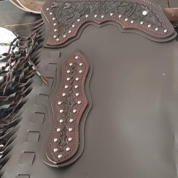 Custom Made Bronc Riders Chaps/ New/ Custom Leather/ Patriotic Rodeo ...