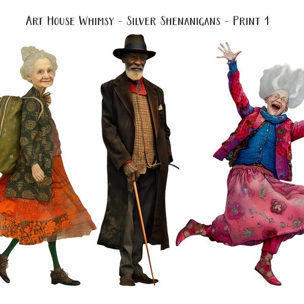 Silver Shenanigans: Whimsical Senior Clipart, Fun Oldies Graphics (10 ...