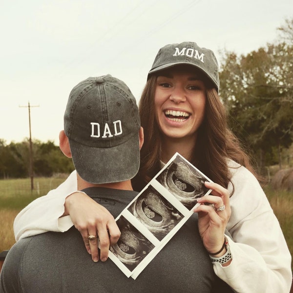 Mom & Dad EMBROIDERED Dad Hat Cap, Pigment Dyed Unstructured Baseball ...