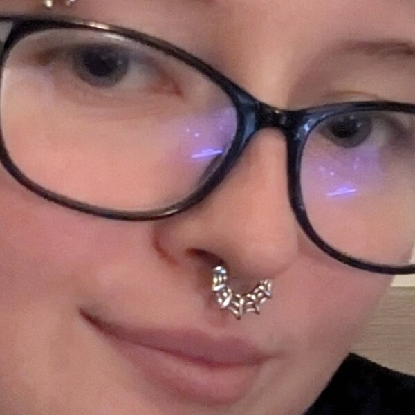 16G Spider Web Septum Ring Black Silver Clicker/cartilage/helix Earring ...