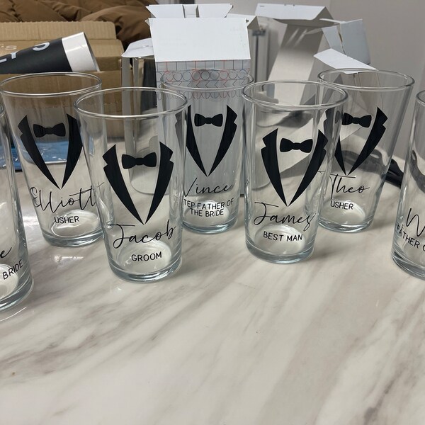 Personalised Vinyl Tuxedo Decal for Pint Glass, Wedding Gift, Wedding ...