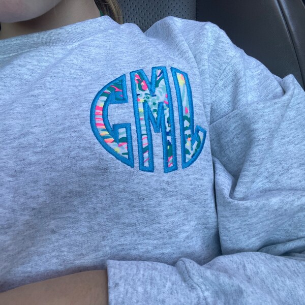 Preppy Embroidered Monogrammed Sweatshirt Pullover - Colorful Monogram ...