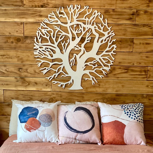Large Tree of Life Wood Wall Art, Circle Tree of Life, Wood Wall ...