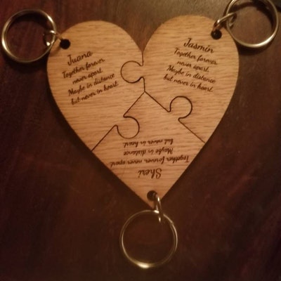 Personalised Best Friend Keyring Gift, Jigsaw Puzzle Piece Heart Shaped ...
