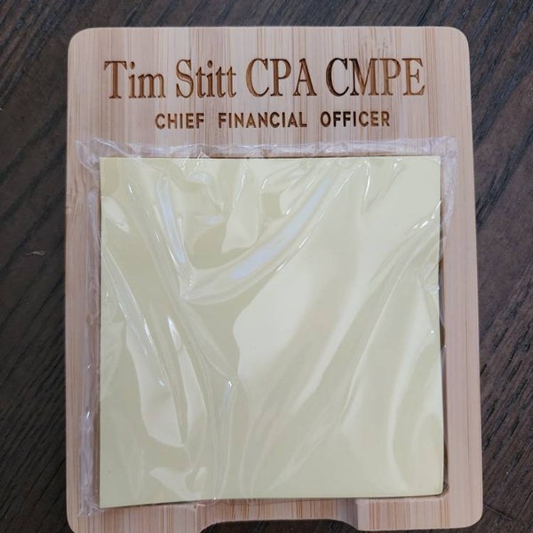 Wood Sticky Note Holder, Personalized Sticky Notes, Desk Gift ...