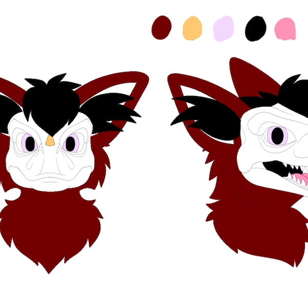 Dinosaur/ Dino Mask Reference Sheet Lineart Base [.psd File] - Etsy