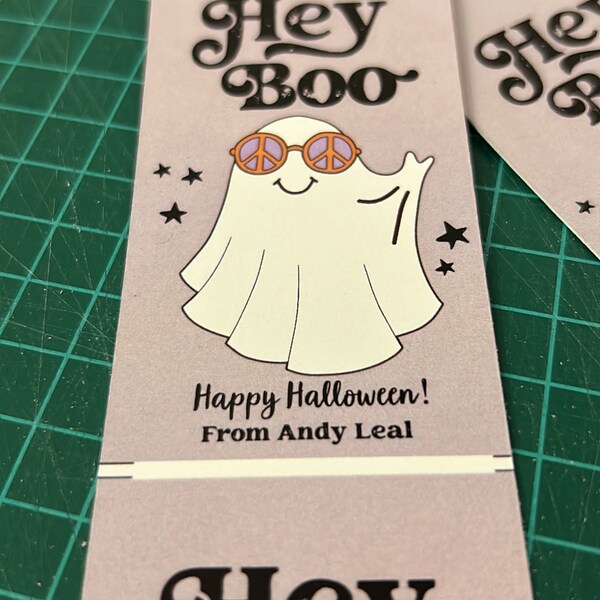 Editable Retro Halloween Favor Tags Hey Boo Gift Tags Costume Party ...