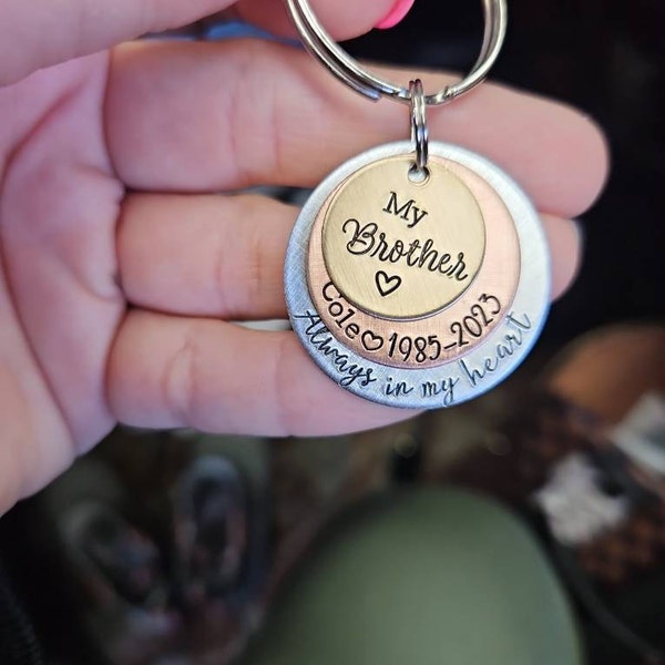 Personalized Hand Stamped Brother Memorial Keychain. Custom Gift for ...