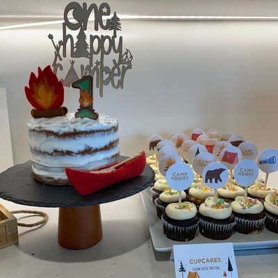 Camp Party One Happy Camper 1st Birthday Nature Themed Party Invite ...