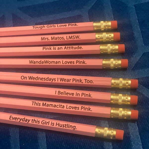 Pastel Pink Custom Pencils, Personalized Pencils, Engraved Pencils ...