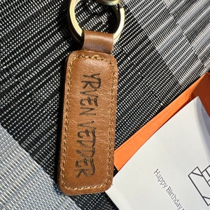 Personalized Leather Keychain, Customized Leather Key Ring, Engraved ...