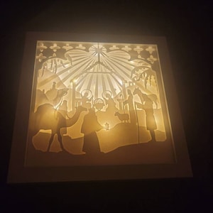 Decorative Nativity Scene Light up Shadow Box, Nativity Christmas Decor ...