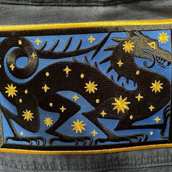 Embroidered Patch: Dragon & Stars - Etsy