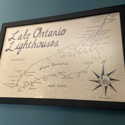 Lake Ontario Lighthouses Map - Etsy