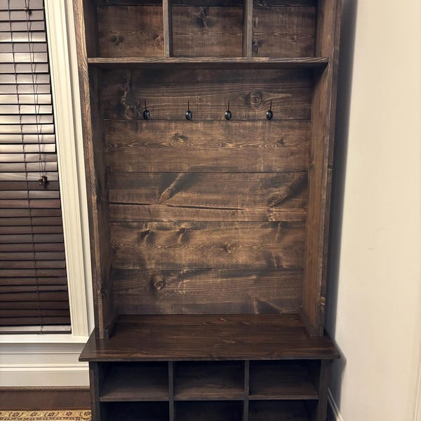 Rustic Farmhouse Style Hall Tree | Free Shipping - Etsy