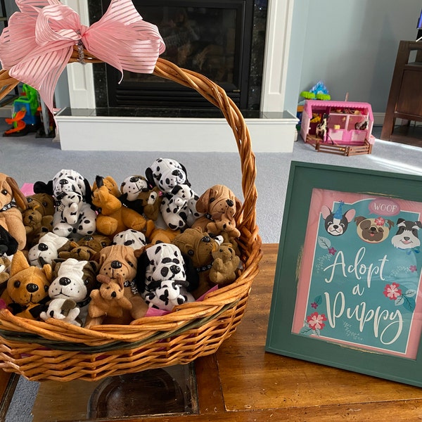 Adopt a Puppy / Certificate / Adoption Sign / Favor Tag / Pink Dog ...