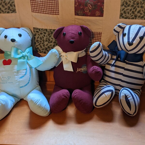 Memory BEAR - Handmade Keepsake Animal - Made From Love One's Clothing ...