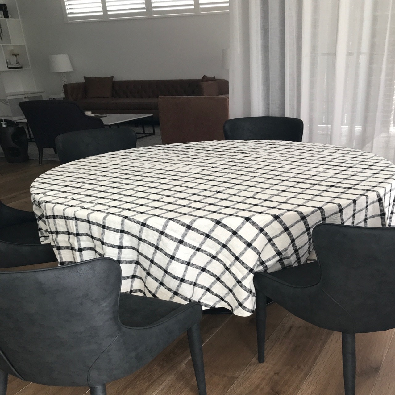 Round Linen Tablecloth Burlap Gray Wrinkled Wedding Table | Etsy