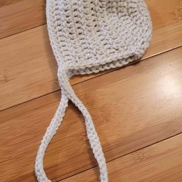 Newborn Knit Baby Bonnet, Crochet Knitted Bonnet, Neutral Bonnet ...