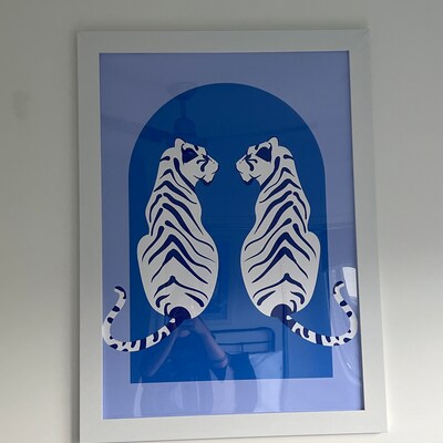 Blue Tiger Poster, Boho Tiger Art, Tigress Wall Print, Boho Wall Print ...