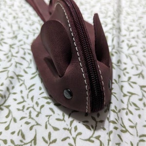 Leather Mouse Coin Purse, Leather Zipper Keychain, Handmade Coin Purse ...