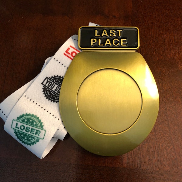 Toilet Seat Last Place Medal With TP Loser Neckband, Silver or Gold – 3 ...