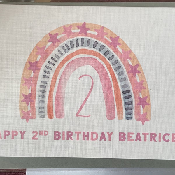 Personalised Rainbow Birthday Card, Girls/boys Birthday Card, Rainbow ...