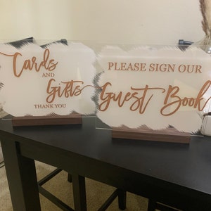 Set of 2 Reception Signs. Freestanding Acrylic Sign, Painted Acrylic ...