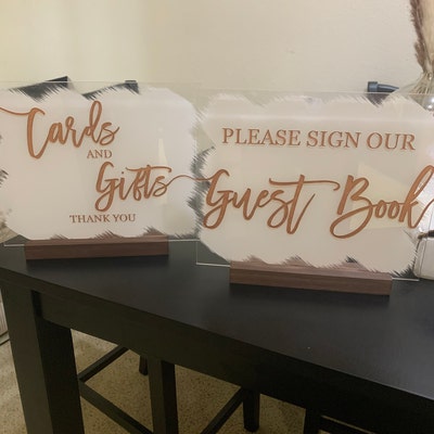 Set of 2 Reception Signs. Freestanding Acrylic Sign, Painted Acrylic ...