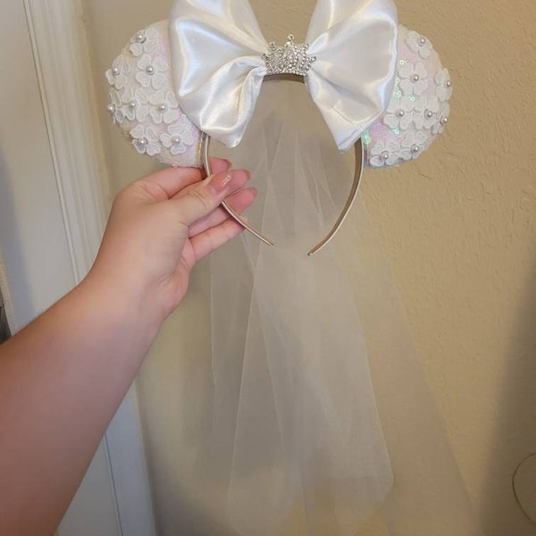 NEW Bridal Minnie Inspired Earsbride Ears Wedding Minnie Ears Bridal ...