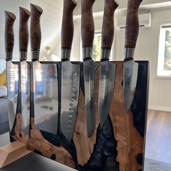 Extra Large Black Resin Magnetic Knife Block - Holds up to 16 Knives ...