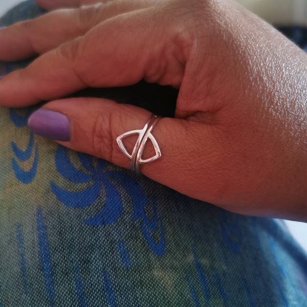 Geometric Triangle Ring, Sterling Silver Rings Women, Unusual Thumb ...