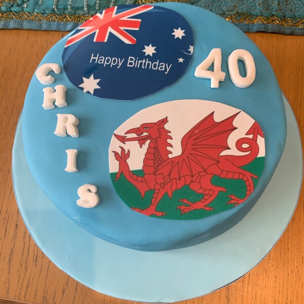 Personalised Welsh Flag 8" Icing Sheet Cake Topper ~ Welsh ~ Rugby - Etsy