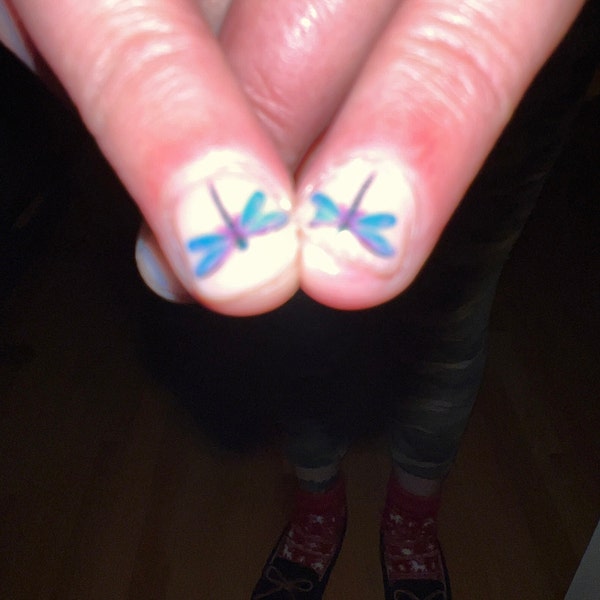 Dragonfly Nail Art, Watercolor Dragonfly Nail Decals, Colorful ...