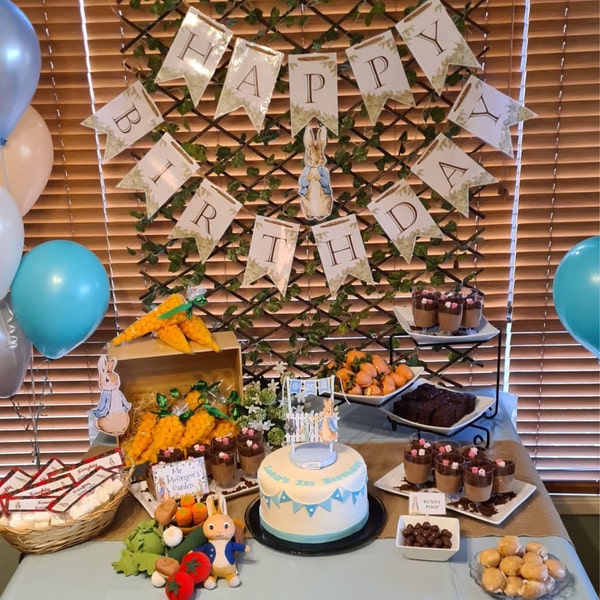 Peter Rabbit Birthday Party Bunting / "happy Birthday" Bunting Banner ...