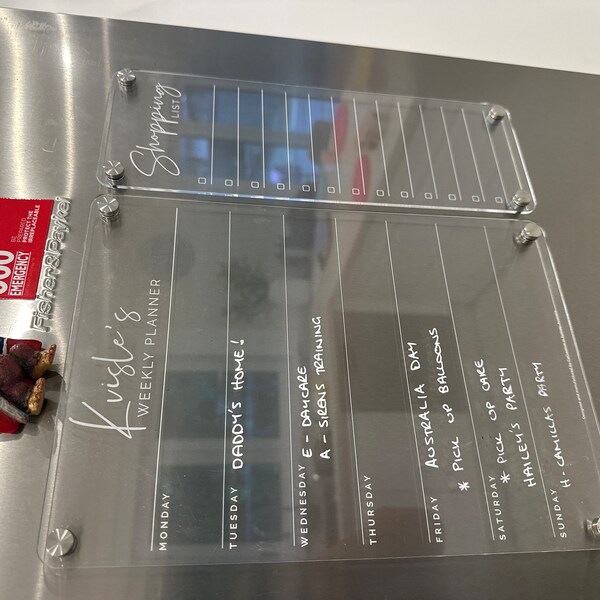 Custom Clear Acrylic Fridge Weekly Planner | WHITE UV Print - Etsy