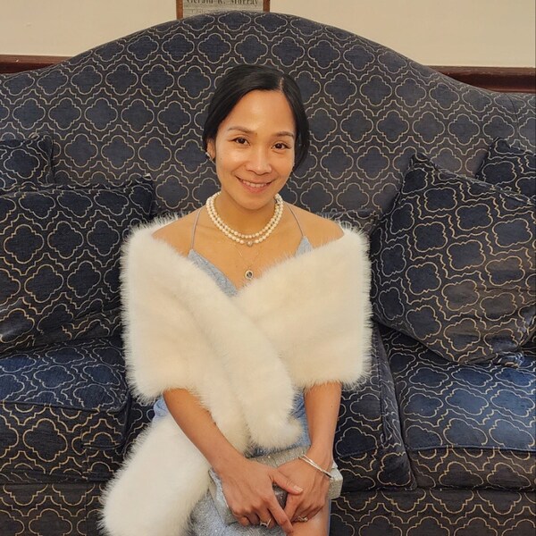 Ivory / White Faux Fur Bridal Shawl, Winter Wedding Fur Stole Wrap ...