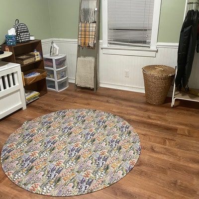 Cottagecore Flower Meadow Round Rug, Floral Round Area Rug, Round Floor ...