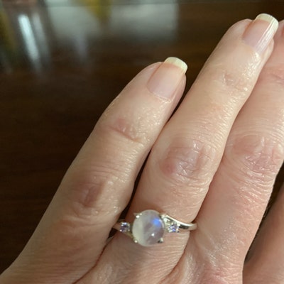 Moonstone Ring, Genuine Moonstone, Sterling Silver, Rainbow Moonstone ...