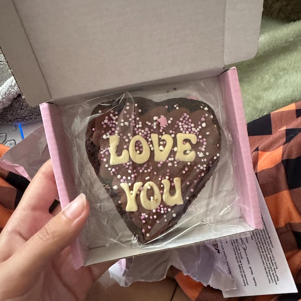 Mini Heart Brownie Slab / Postal Brownies / Letterbox Brownies / Love ...