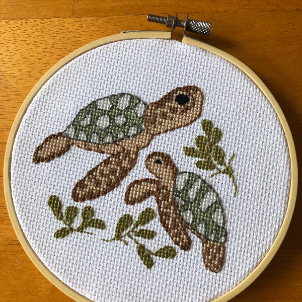 Turtle Needlepoint Pattern, Nautical Needlepoint, Turtle Cross Stitch ...