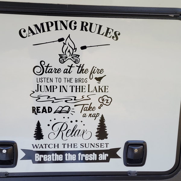 Camping Rules Vinyl Decal | RV Decal | Large Camping Decal | Camper ...