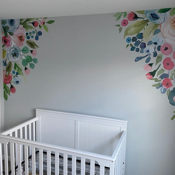 DANY Corners Wall Flowers Bouquet Pastel Colors Decal Girl Nursery ...