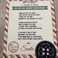 Printable Santa's Lost Button Poem Card/letter, Editable Santa's ...